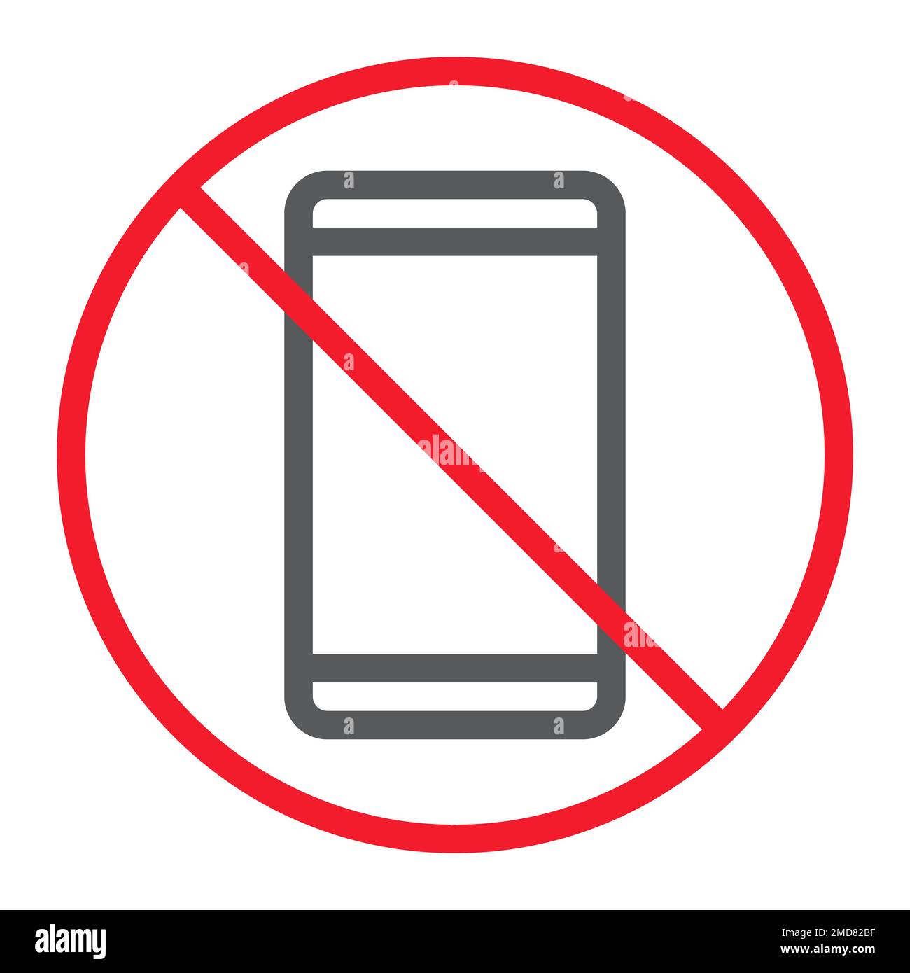 No phone line icon, prohibition and forbidden, no smartphone sign ...