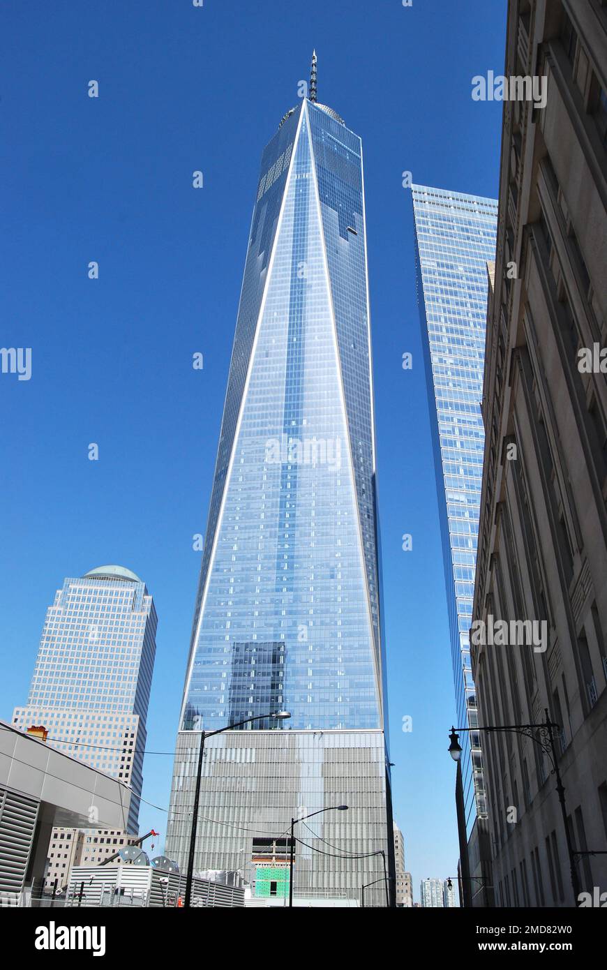 Looking up the One World Trade Center at 285 Fulton Street in Lower ...