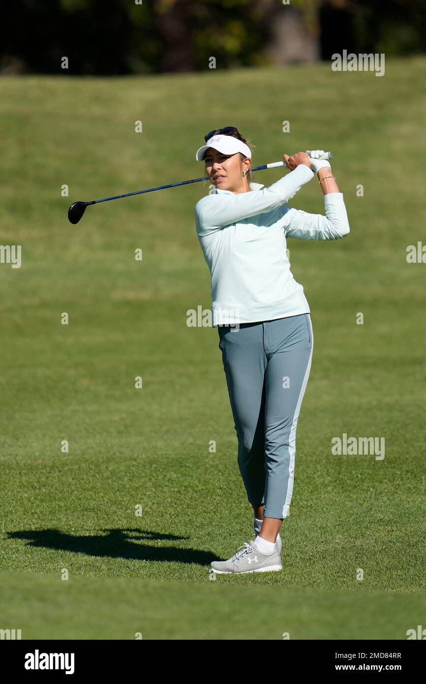 Alison Lee of the United States watches her second shot on the fourth ...