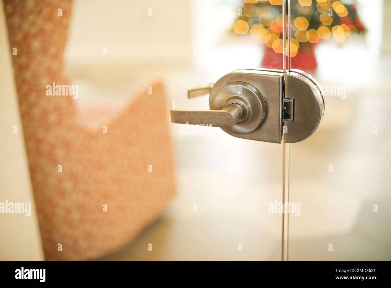 Door Handles showing security glass and metal knob Stock Photo - Alamy