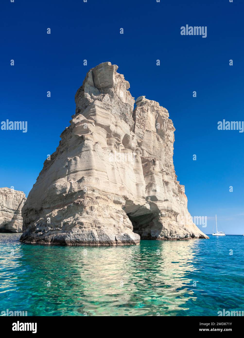 Kleftiko Bay, a scenic attraction with white volcanic rocks and caves ...