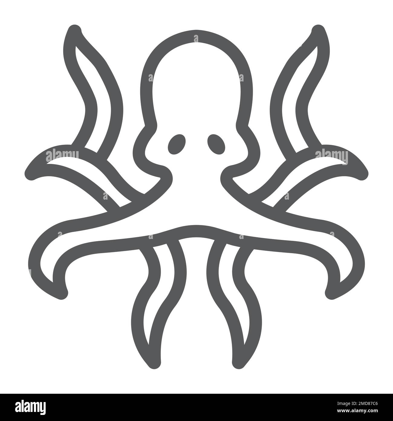 Octopus line icon, animal and underwater, aquatic sign vector graphics ...