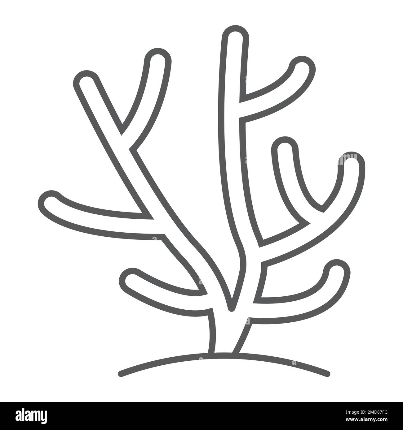 Coral thin line icon, ocean and underwater, tropical sign vector ...