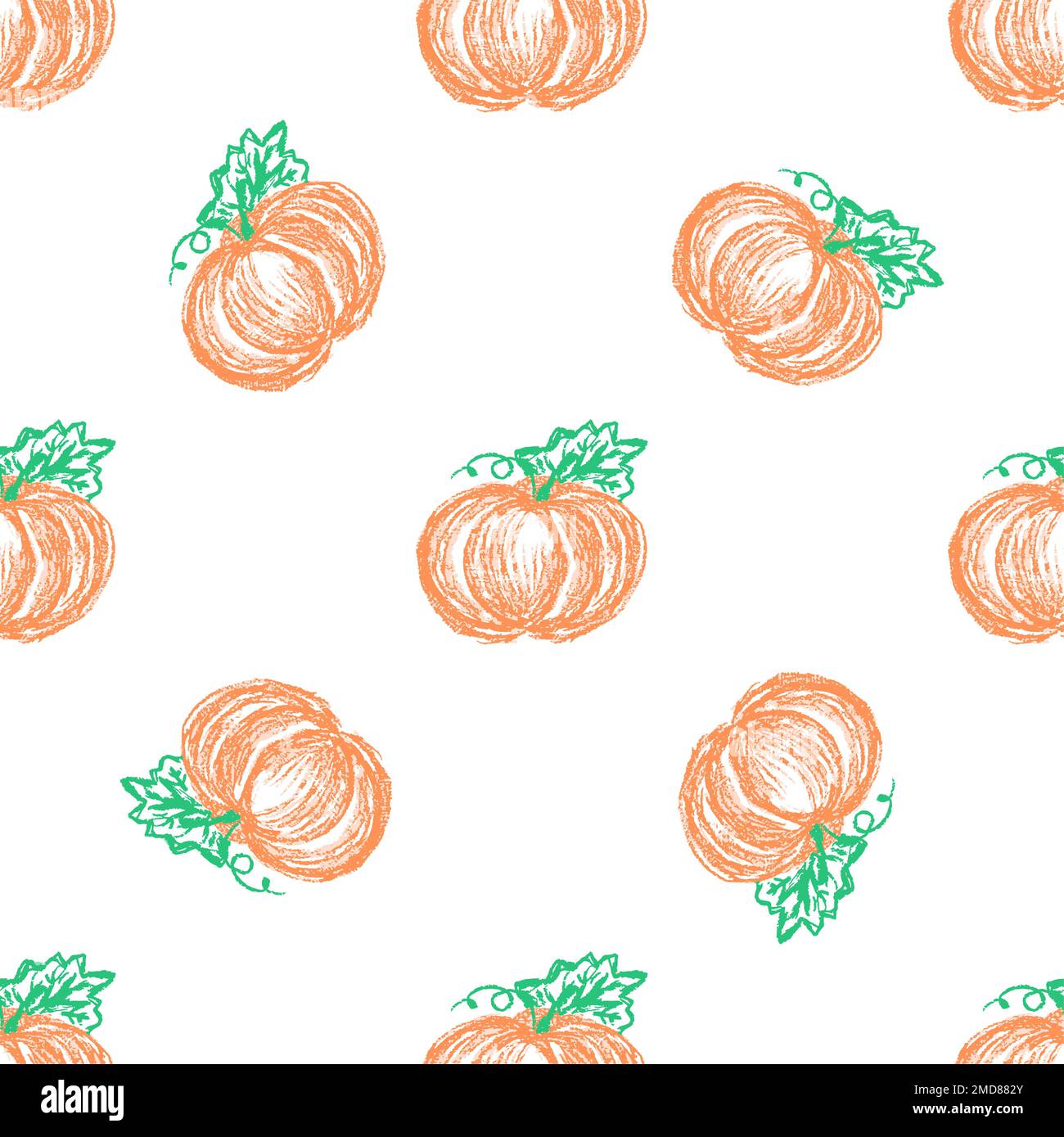 Vegetable seamless pattern. Children's drawings with wax crayons ...