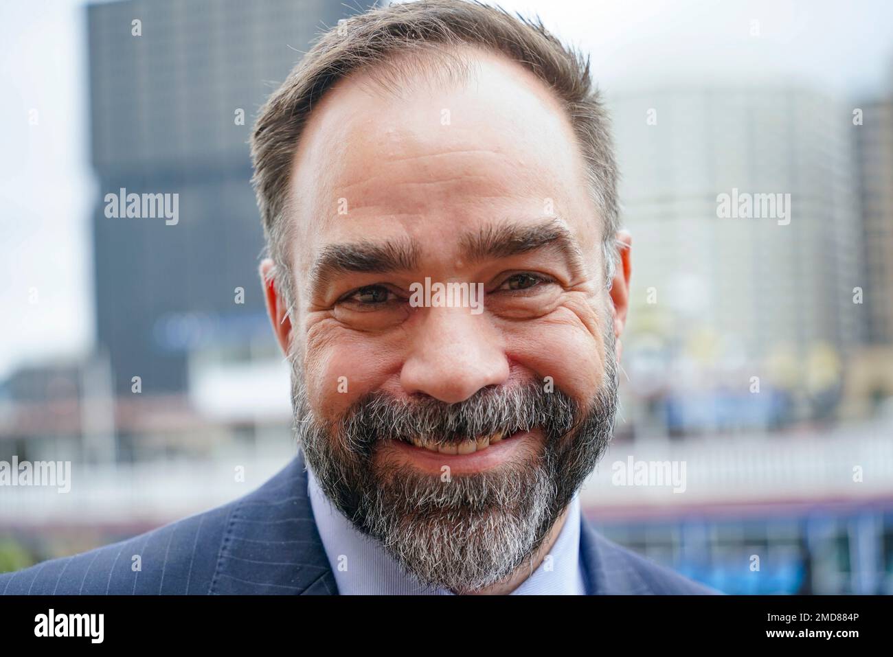 In this photo made on Friday, Oct. 22, 2021, Judge Kevin Brobson poses ...