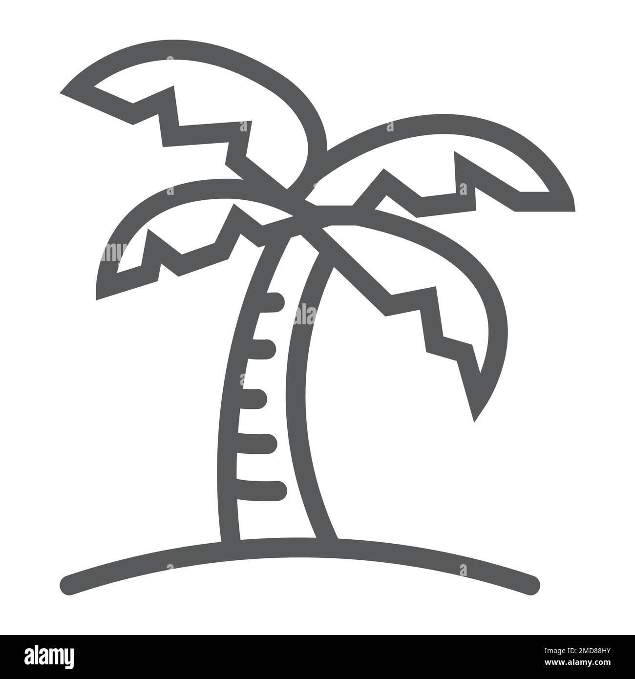 Palm tree line icon, travel and tourism, island sign vector graphics, a ...