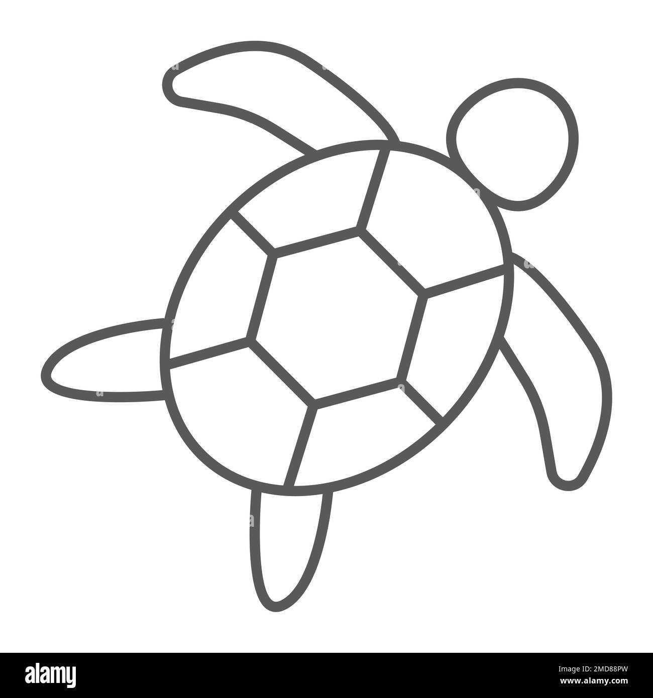 Sea turtle thin line icon, animal and underwater, aquatic sign vector ...