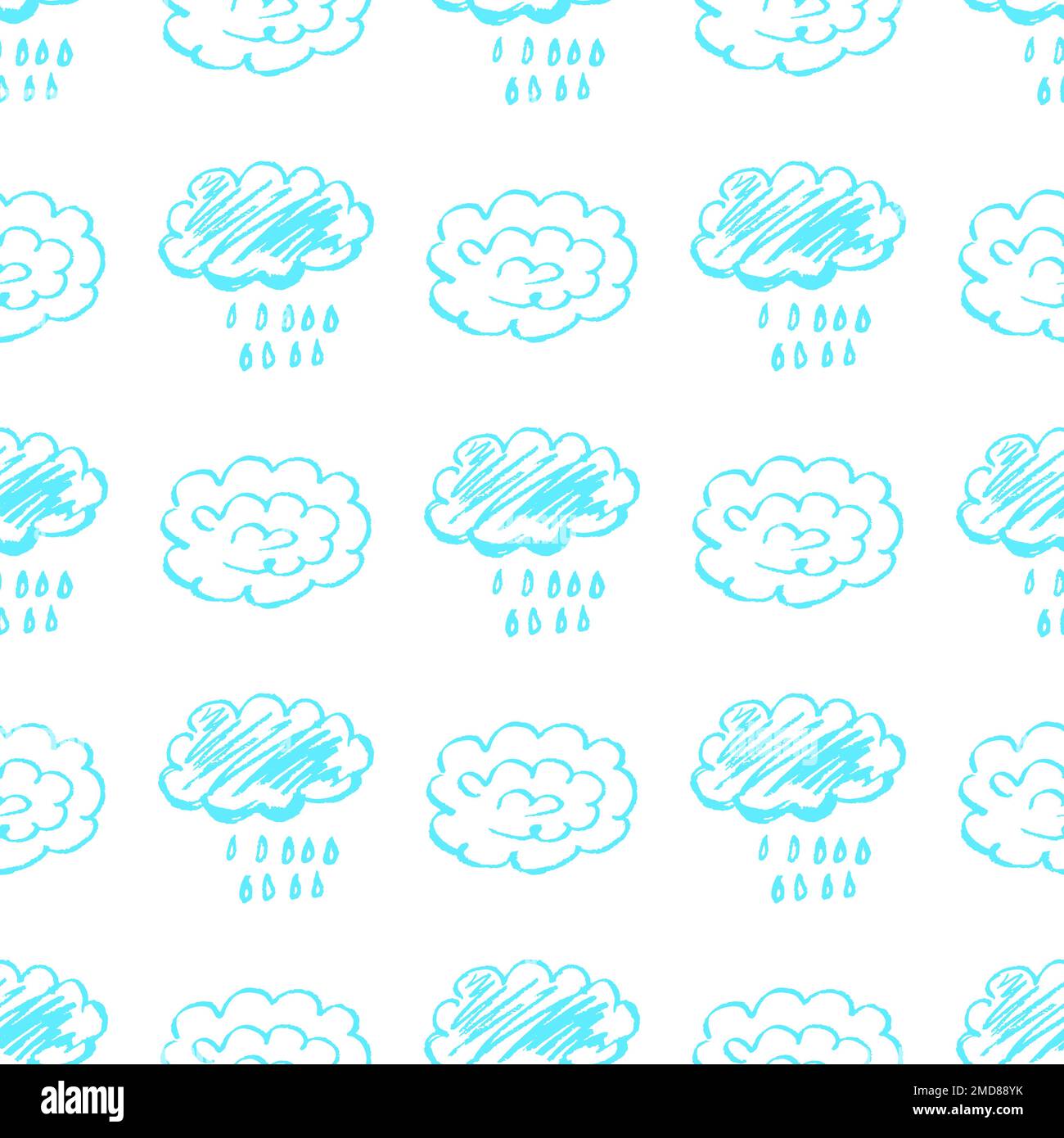 Sky seamless pattern. Children's drawings with wax crayons. Clouds ...