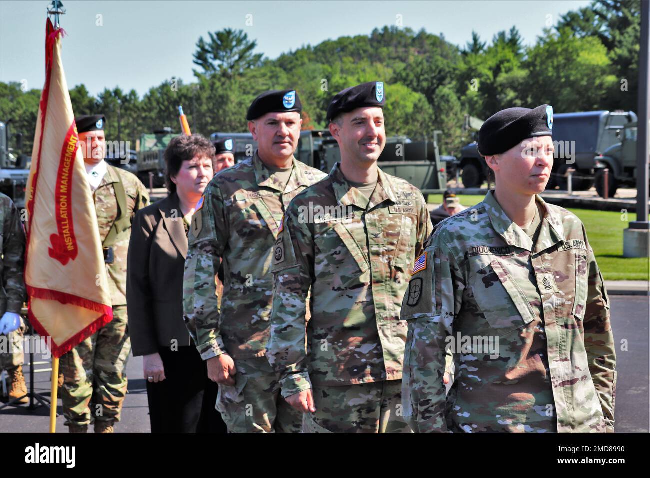 Members of the official party prepare to move July 14, 2022, during the ...