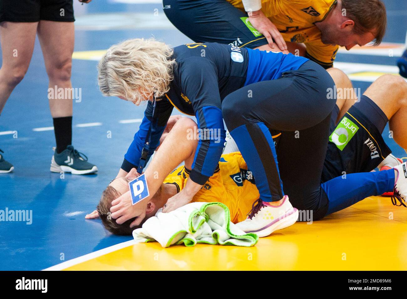 Gothenburg, Sweden. 22nd Jan 2023. Lucas Sandell of Sweden in pain ...