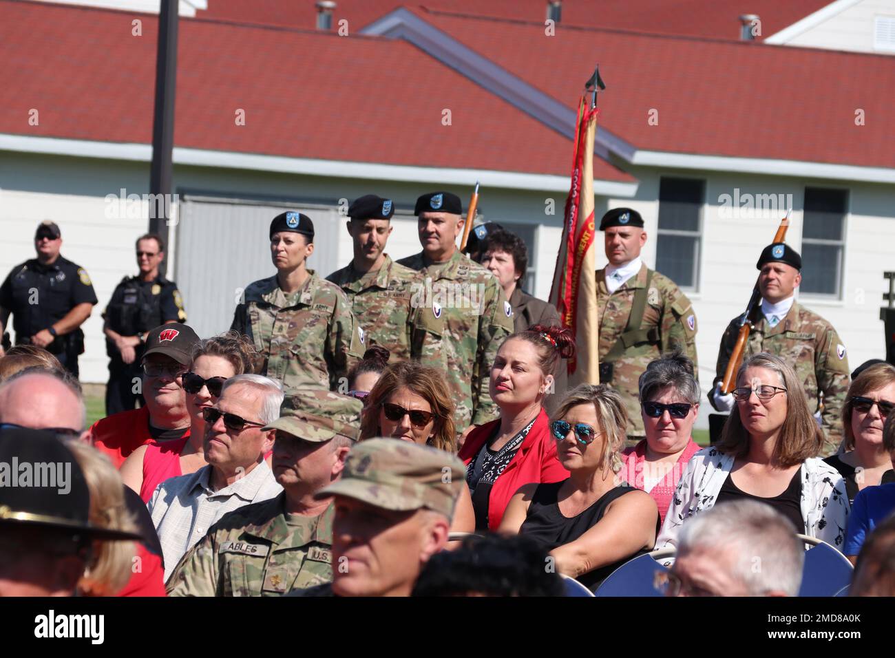 Members of the official party prepare to move July 14, 2022, during the ...