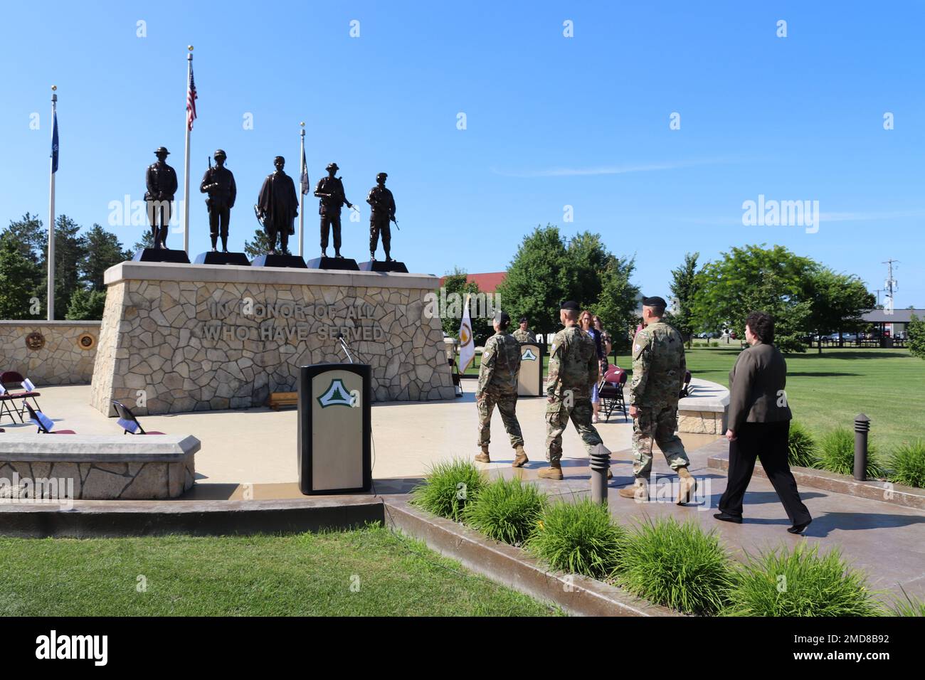 Members of the official party move July 14, 2022, during the Fort McCoy ...