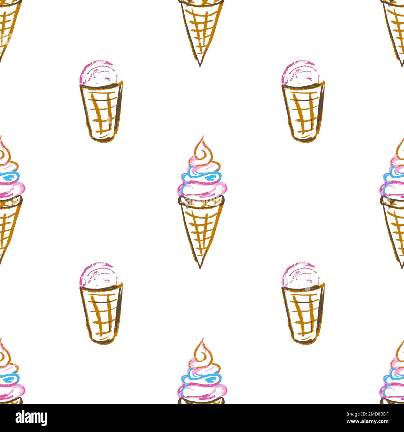 Sweets seamless pattern. Children's drawings with wax crayons. Ice ...