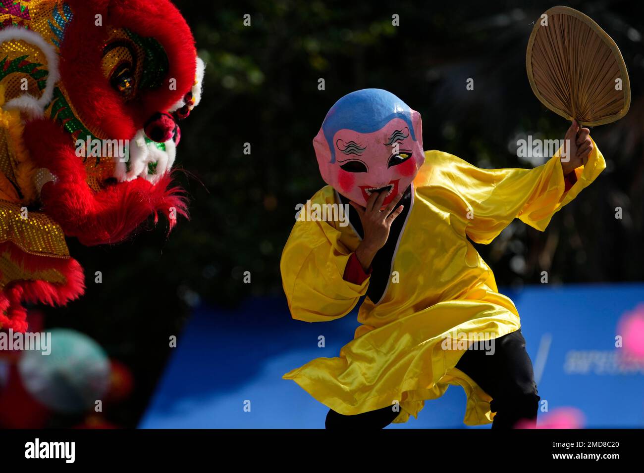 A dancer performs during the Lunar New Year celebration in Panama City ...