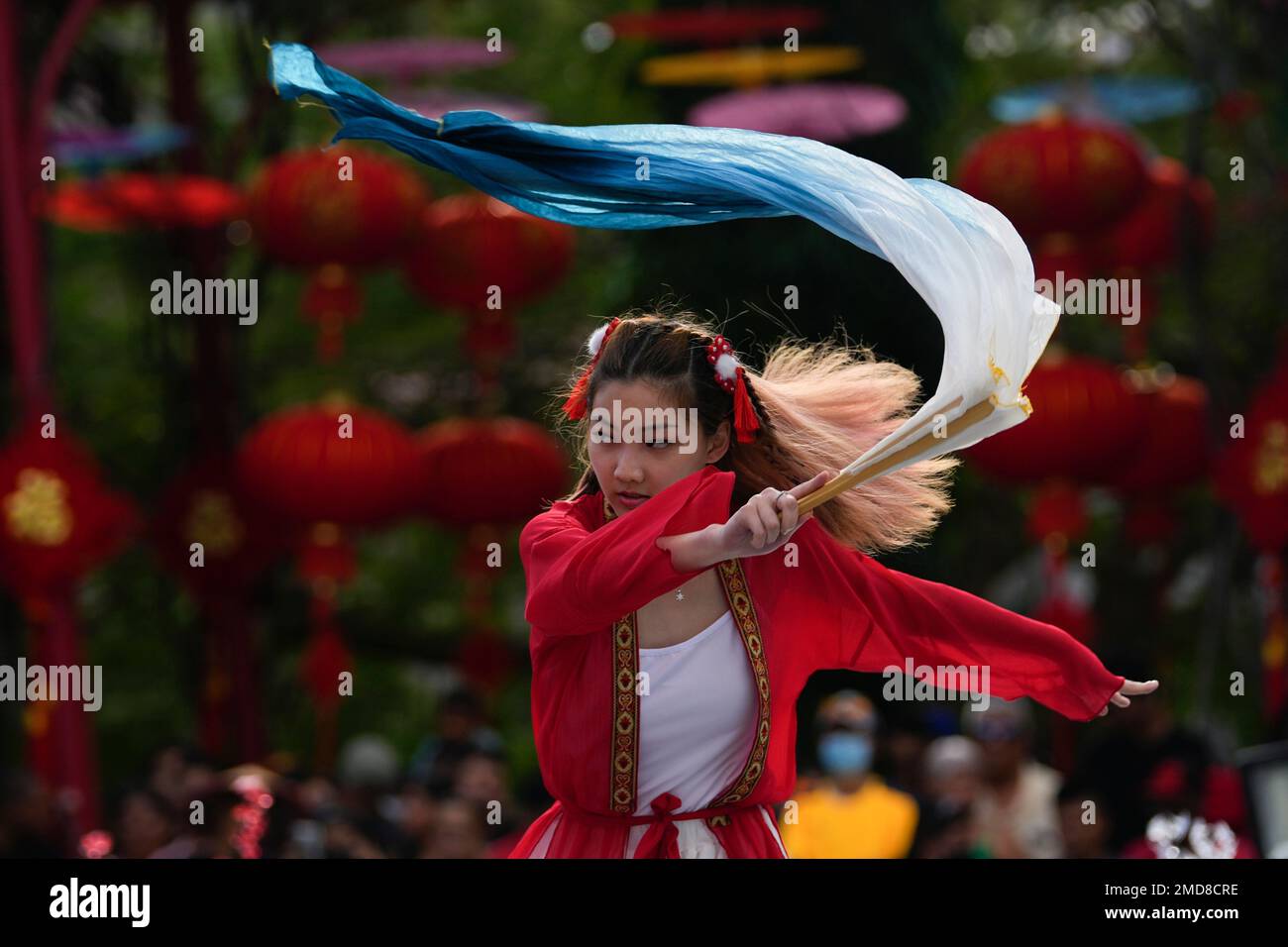 A dancer performs during the Lunar New Year celebration in Panama City ...