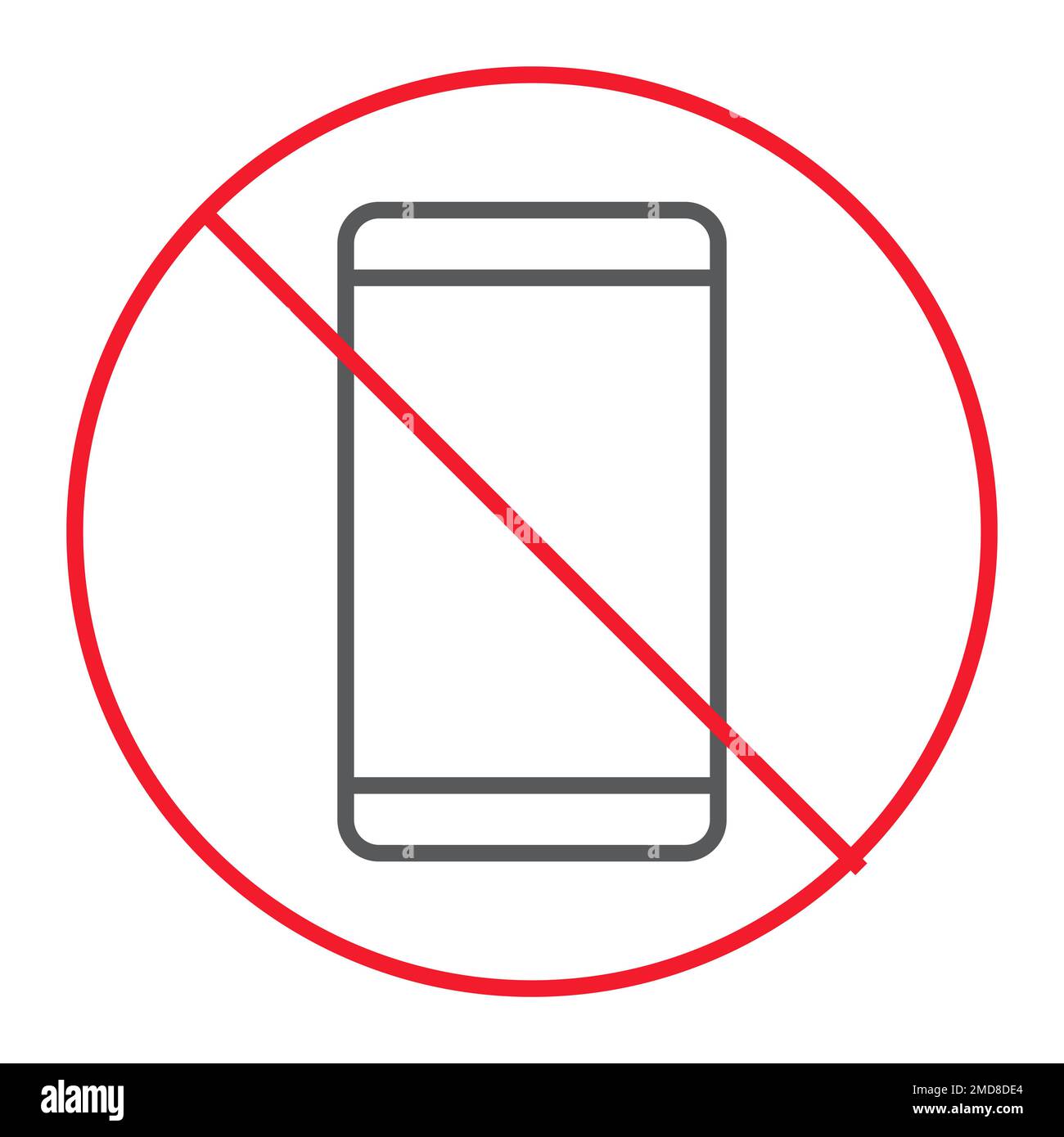 No phone thin line icon, prohibition and forbidden, no smartphone sign ...