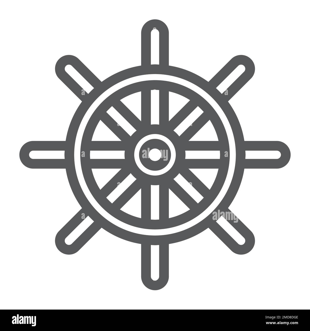 Ship Steering Wheel line icon, navigator and geography, travel sign ...