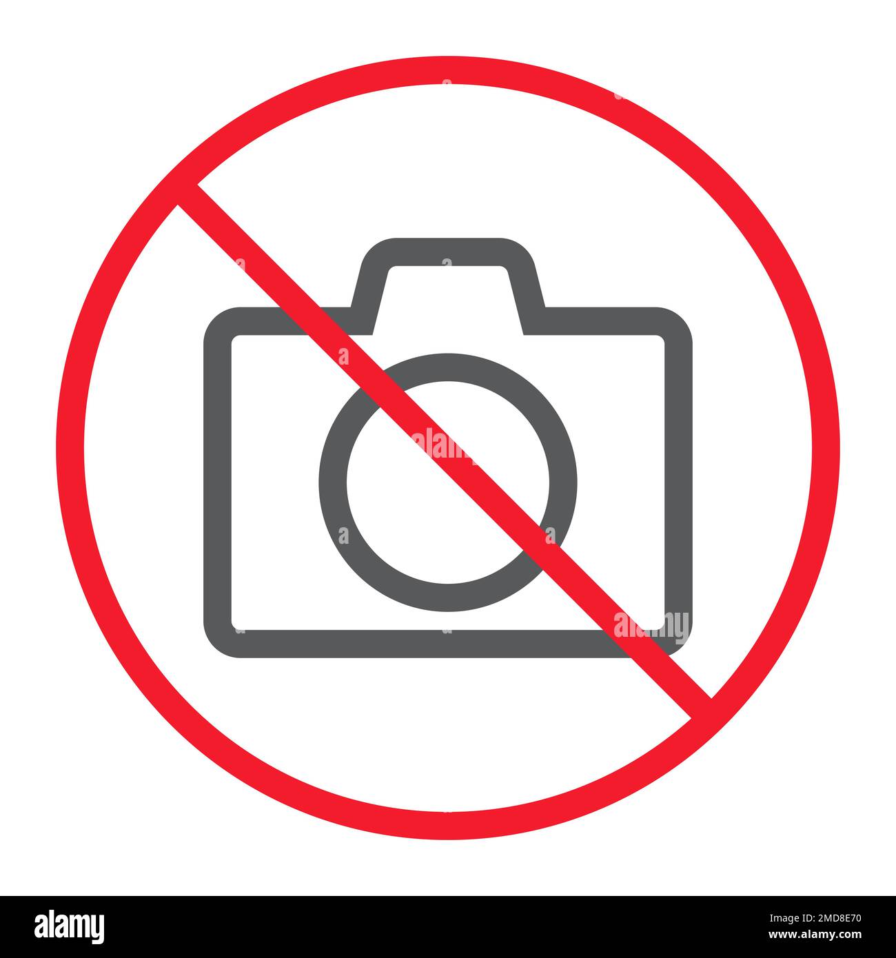 No camera line icon, prohibition and forbidden, no photo sign vector ...