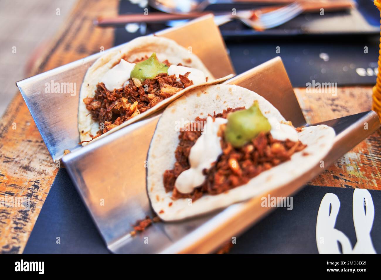 Beautiful pork mexican tacos image Stock Photo - Alamy