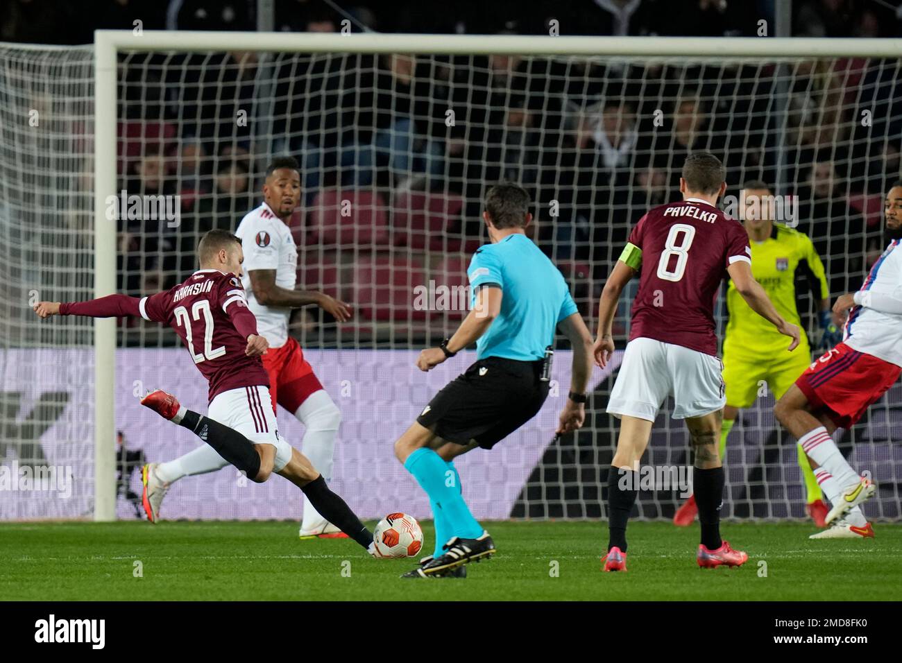 Sparts's Lukas Haraslin, left, shoots to score the opening goal during ...