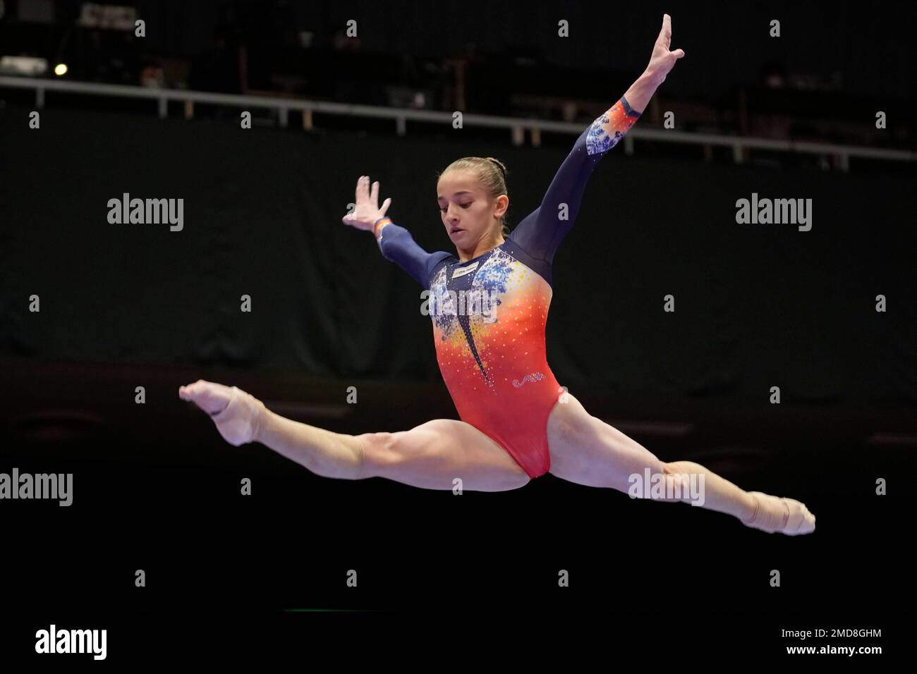 Maria Ceplinschi, of Romania, competes on the balance beam during the ...