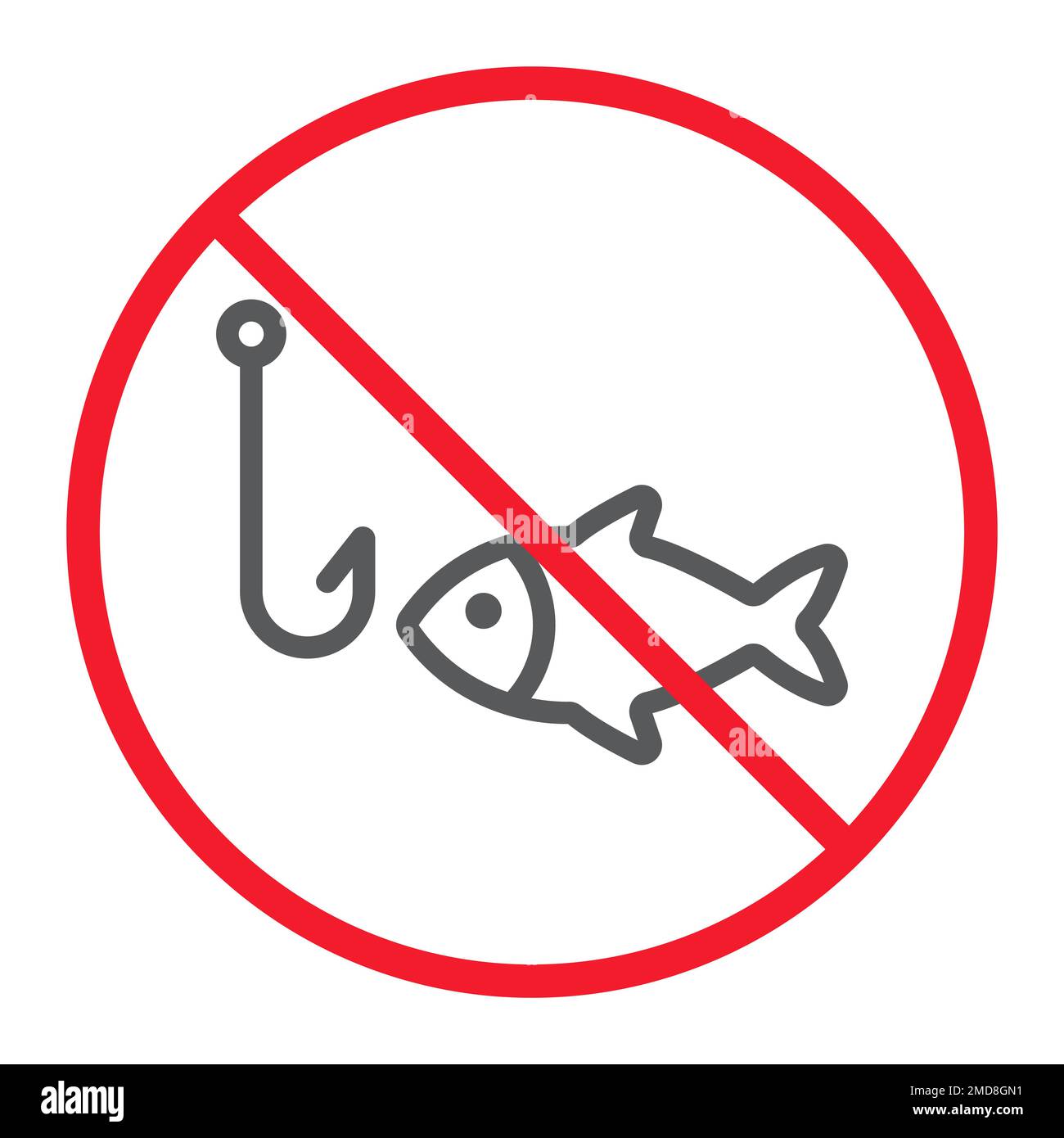 No fishing line icon, prohibition and forbidden, no fish sign vector ...