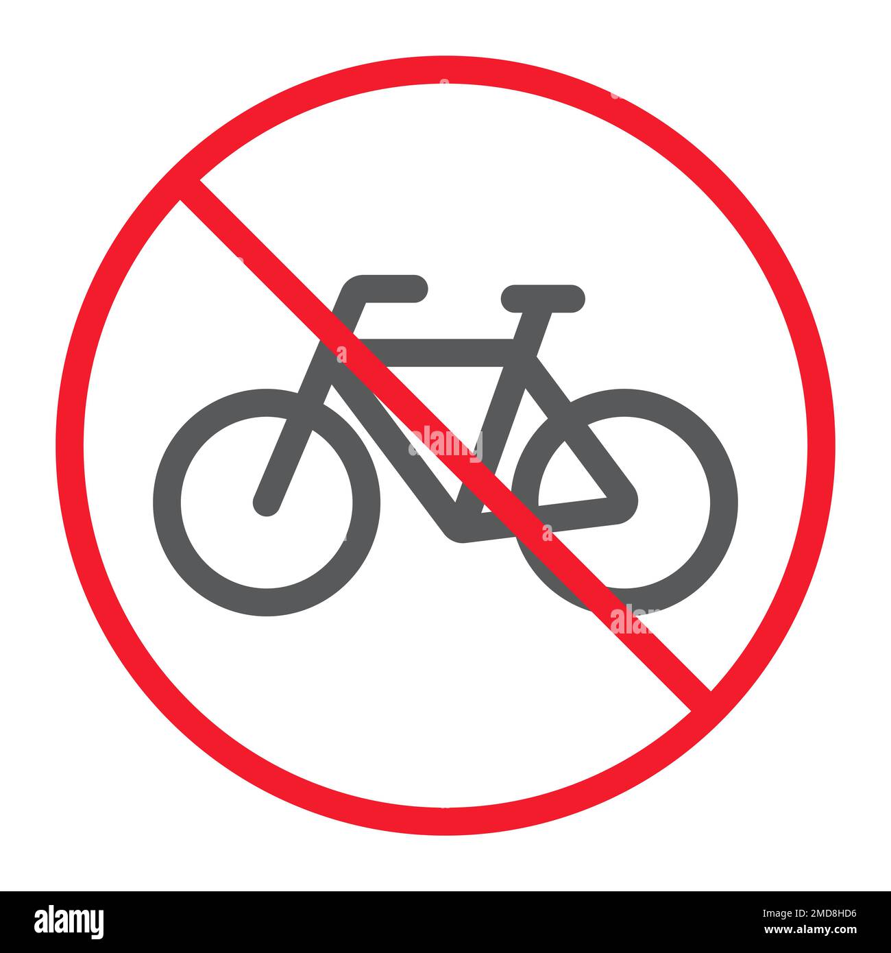 No bicycle line icon, prohibition and forbidden, no bike sign vector graphics, a linear pattern ...