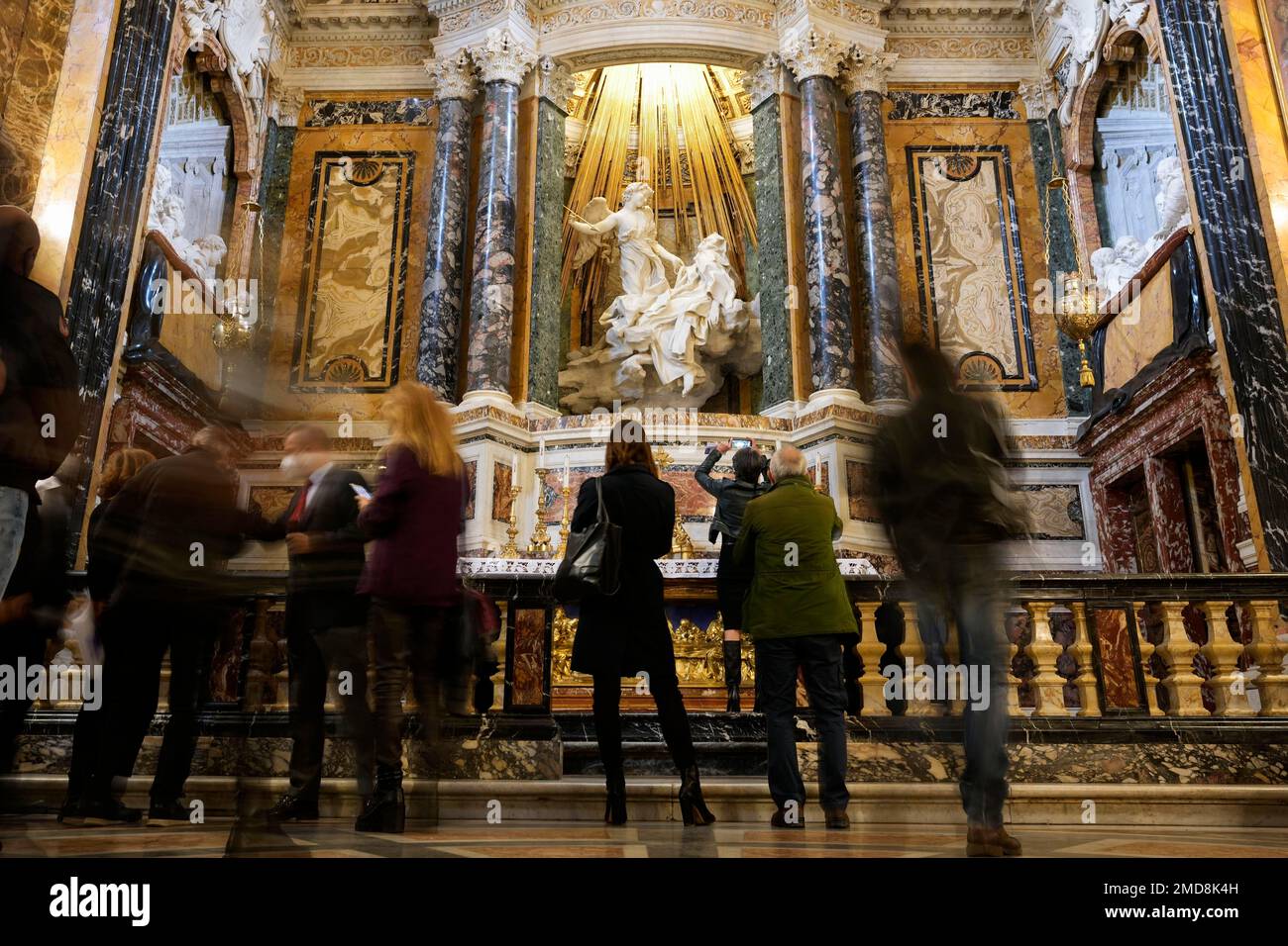 Reporters admire the Cornaro Chapel with The Ecstasy of Saint Teresa ...