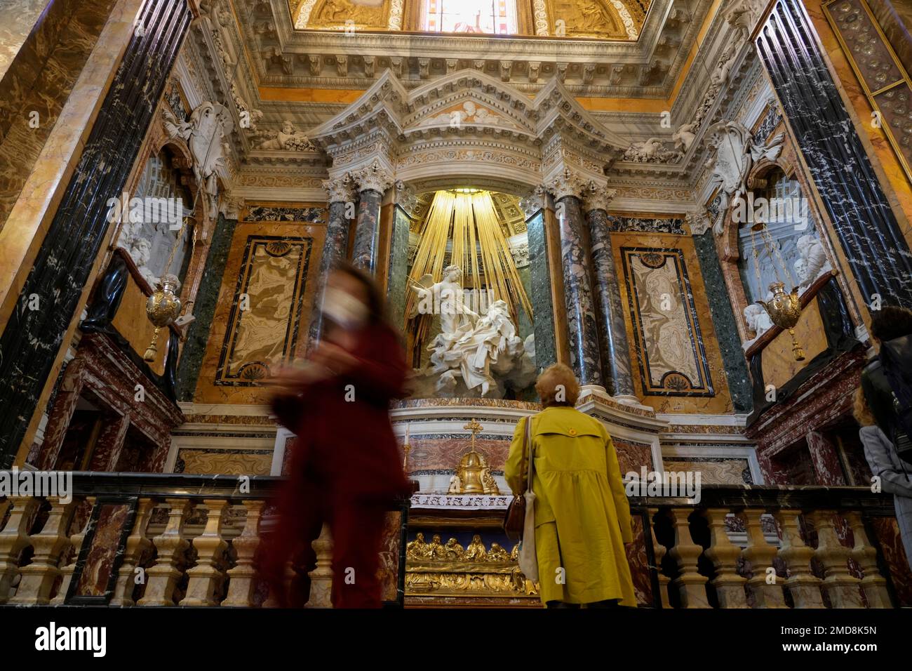 Reporters attend the presentation of the restoration of the Cornaro ...