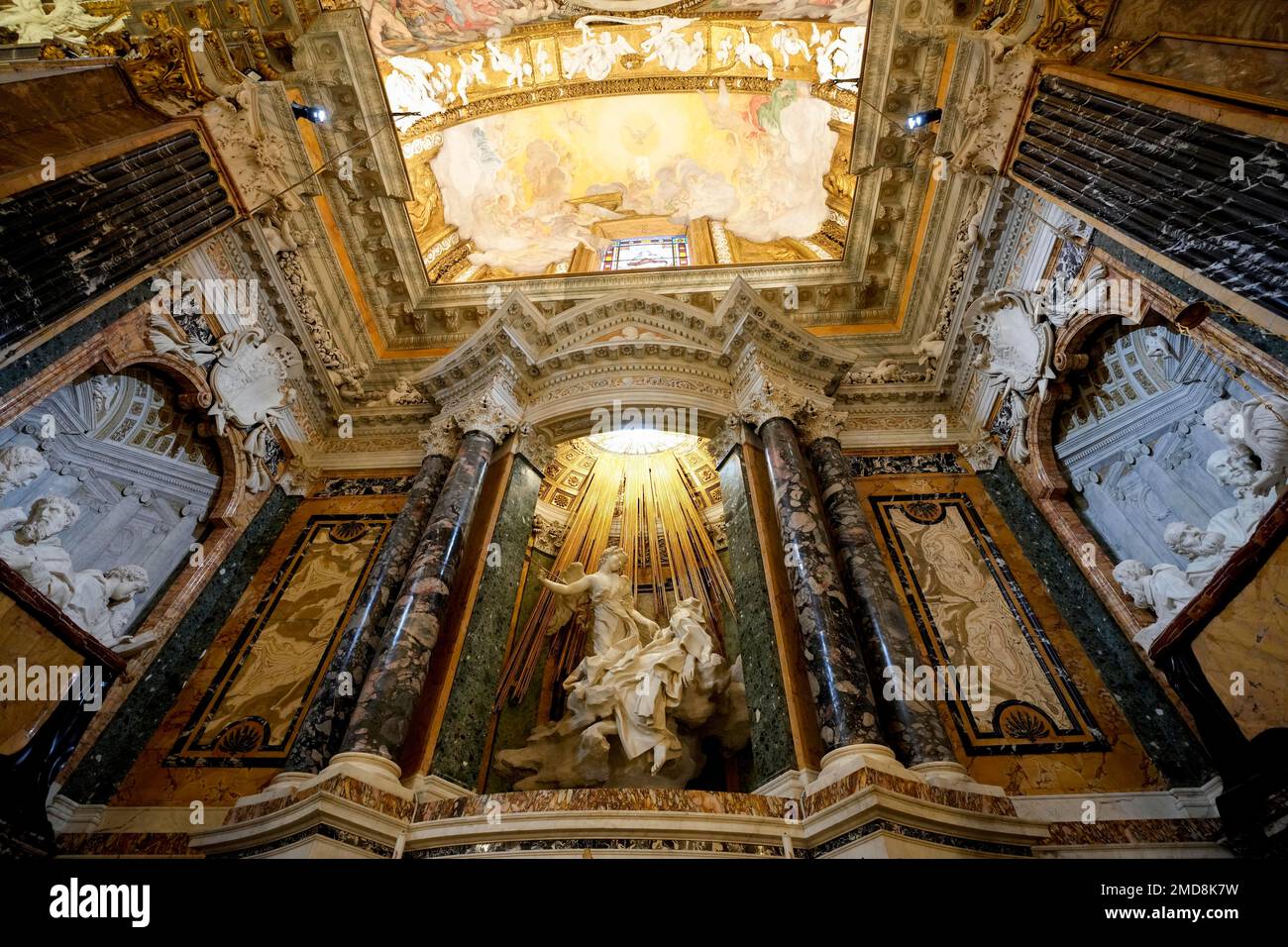A view of the Cornaro Chapel with The Ecstasy of Saint Teresa, the ...