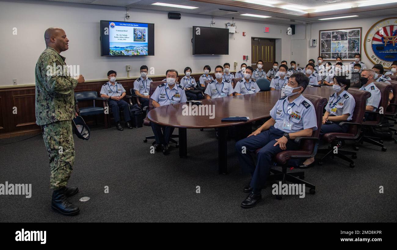 Capt. David Adams, Commander, Fleet Activities Sasebo (CFAS) addresses ...