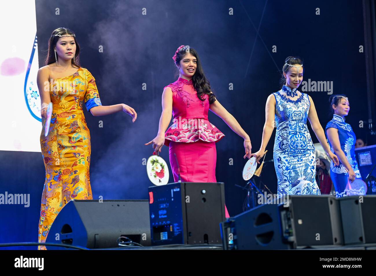 Trafalgar square, London, UK, 22 January 2023: Chinese fashion show ...