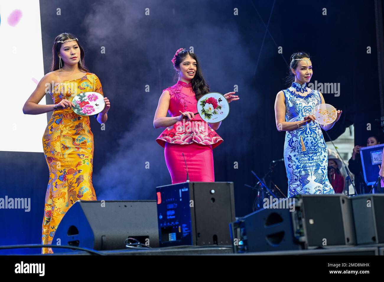 Trafalgar square, London, UK, 22 January 2023: Chinese fashion show ...