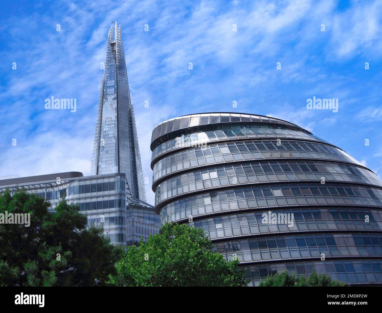 London, England - August 2013: London City Hall with the Shard ...