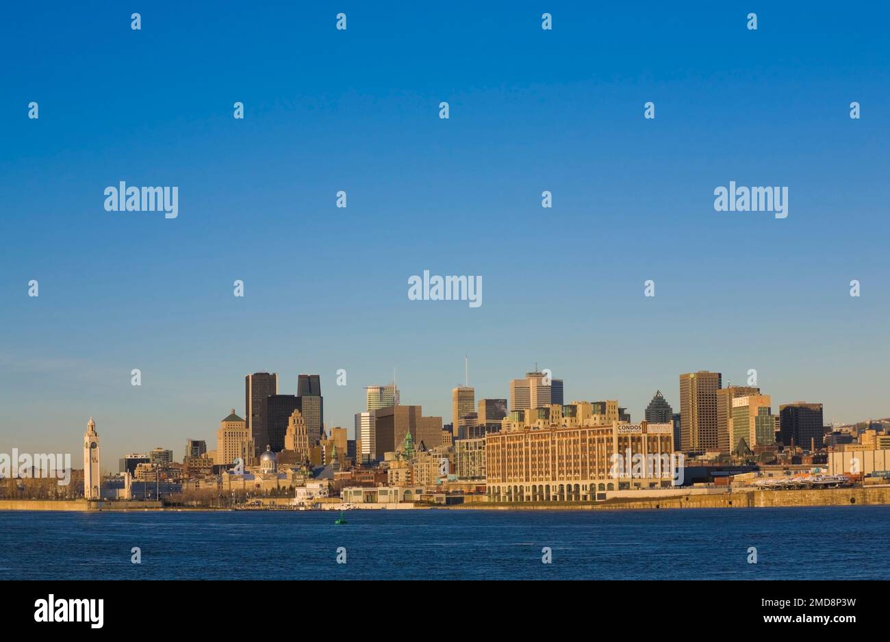 Montreal skyline and Saint-Lawrence River viewed from Saint-Helen's ...