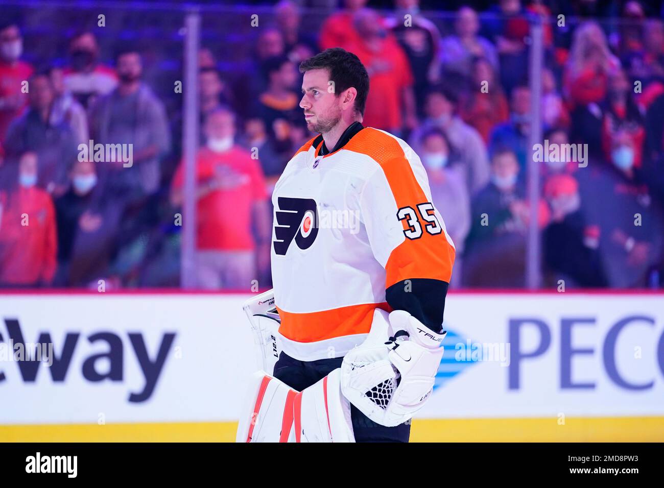 Philadelphia Flyers' Martin Jones plays during an NHL hockey game ...