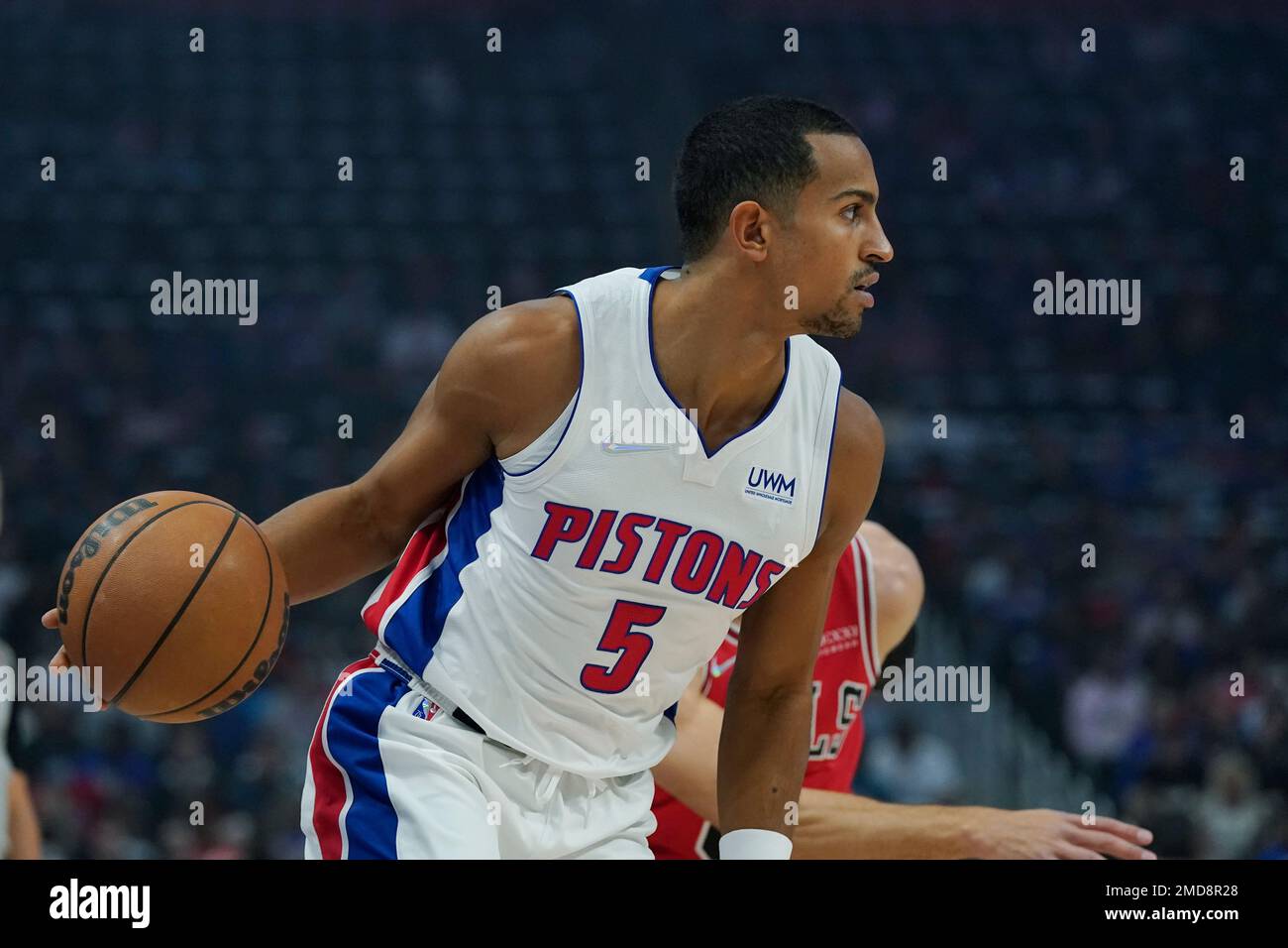 Detroit Pistons guard Frank Jackson brings the ball up court during the ...
