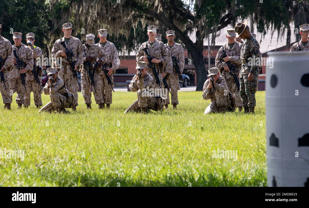 Recruits with Delta Company, 1st Recruit Training Battalion, practice ...