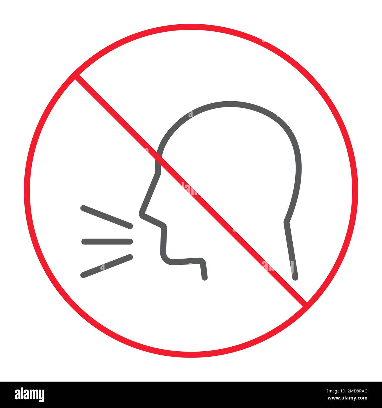 Keep silence thin line icon, prohibition and forbidden, no sound sign ...