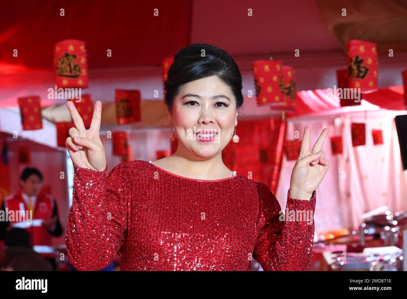 Trafalgar square, London, UK, 22 January 2023: Wang Beibei is a Chinese ...
