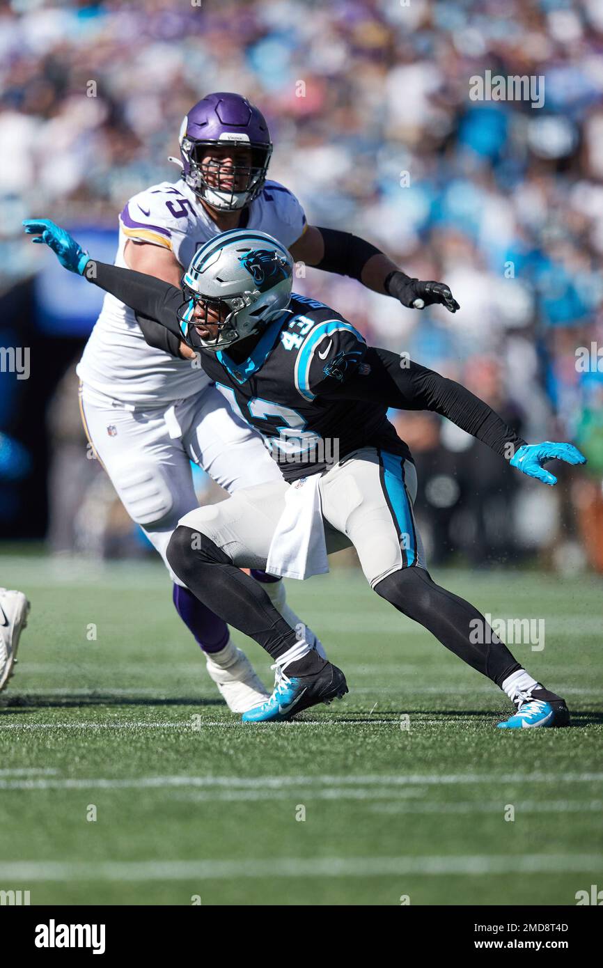 Carolina Panthers linebacker Haason Reddick (43) is blocked by ...