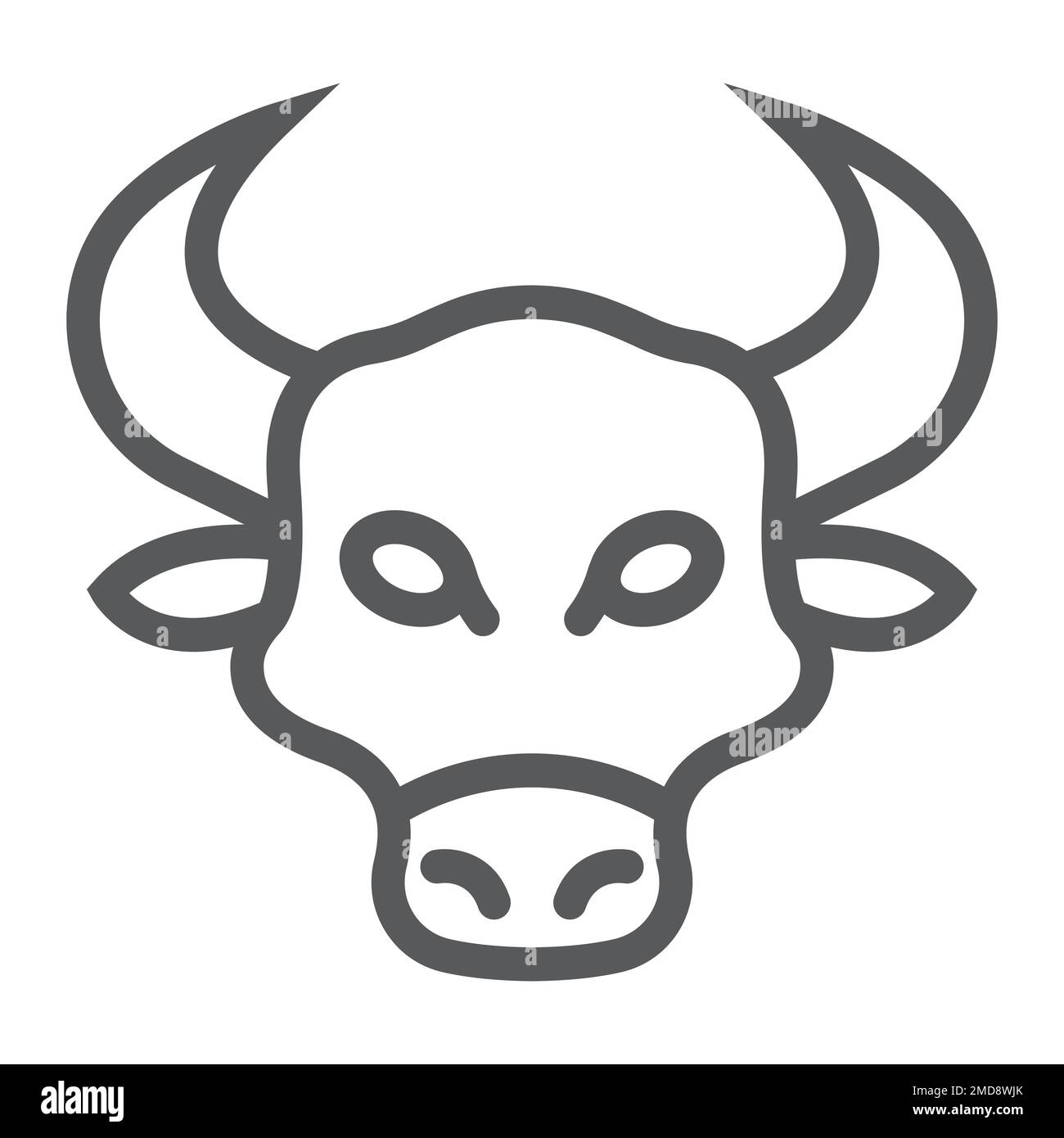 Bull line icon, animal and zoo, cow sign vector graphics, a linear ...