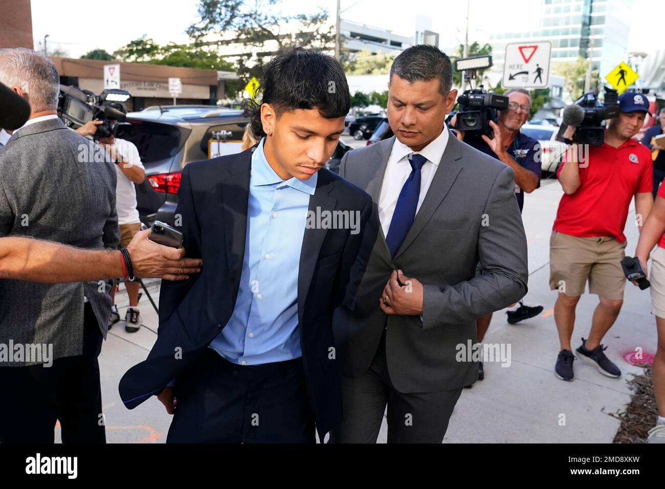 Anthony Borges, center, a survivor of the Parkland school shooting ...
