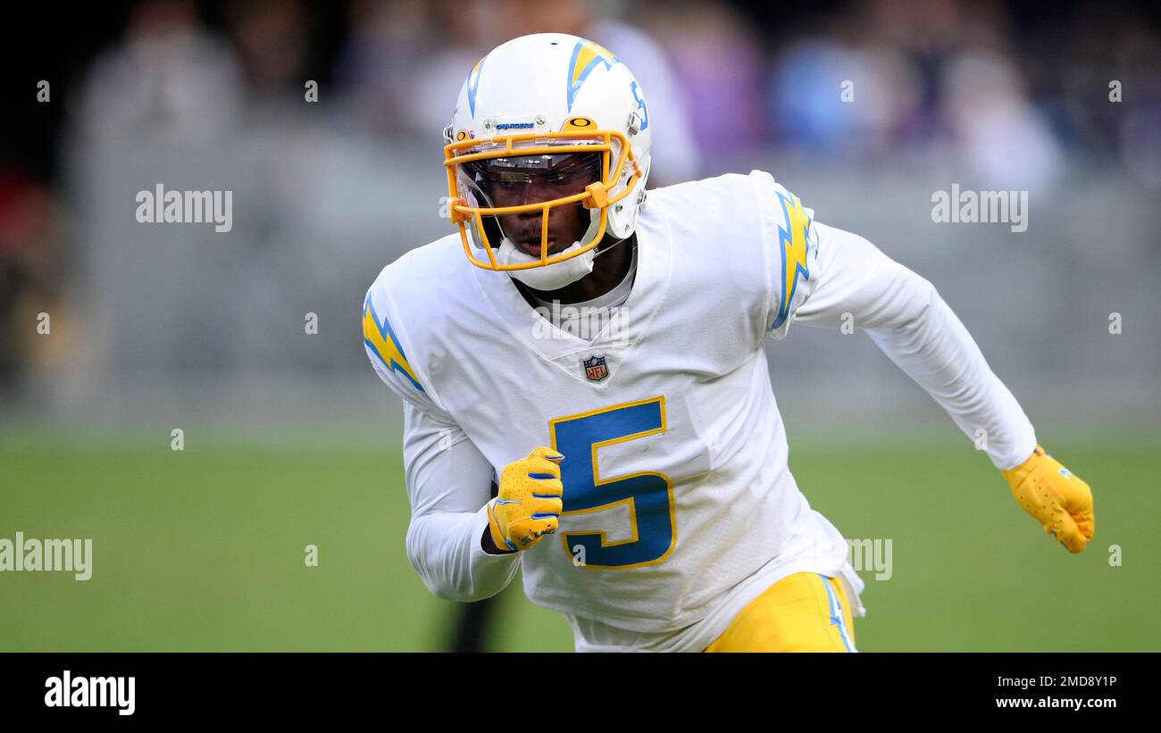 Los Angeles Chargers wide receiver Josh Palmer runs a route against the ...