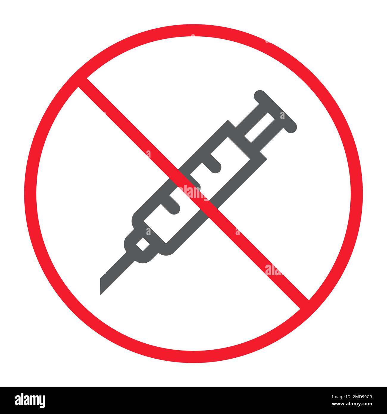 No syringe line icon, prohibition and forbidden, no injection sign ...