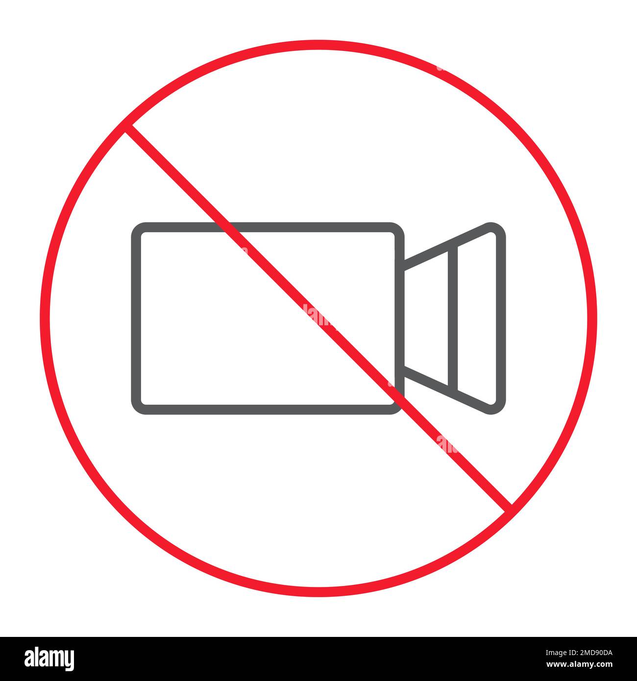 No filming thin line icon, prohibition and forbidden, no video sign ... No filming thin line icon, prohibition and forbidden, no video sign ...