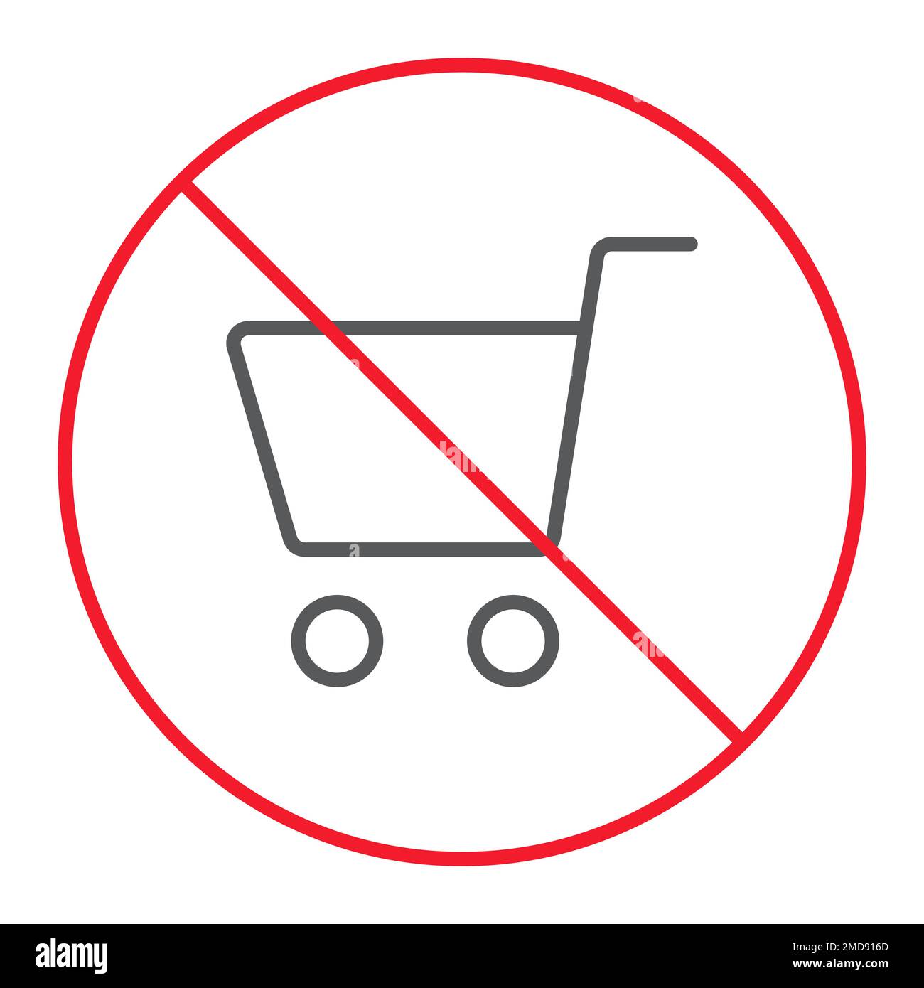 No shopping thin line icon, prohibition and forbidden, no store sign ...