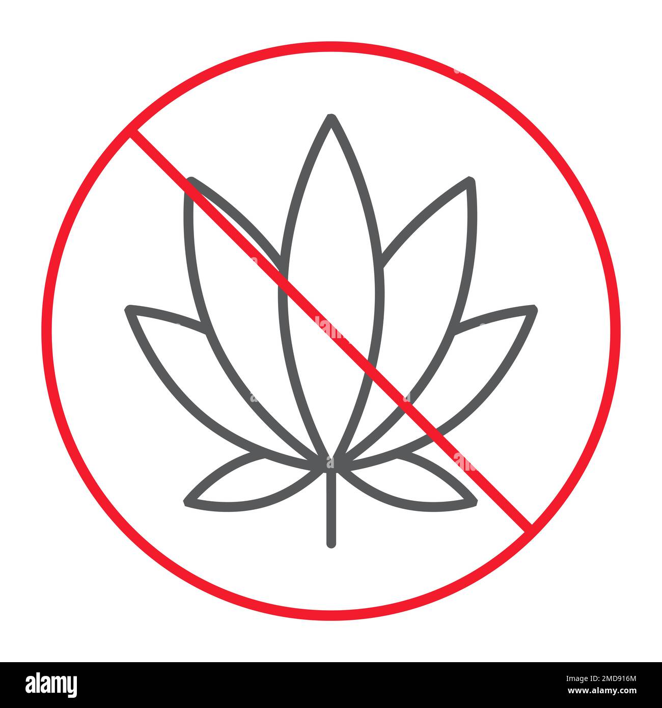 No marijuana thin line icon, prohibition and forbidden, no cannabis ...