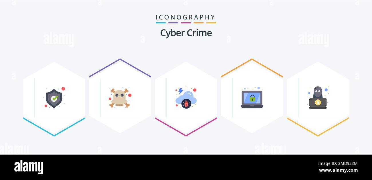 Cyber Crime 25 Flat icon pack including . spy. virus. hacker. lock ...