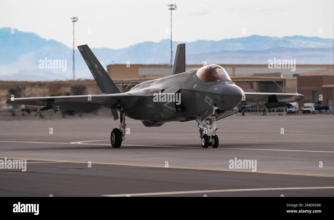 An F-35C Lightning II assigned to Strike Fighter Squadron (VFA) 147, Naval Air Station Lemoore ...